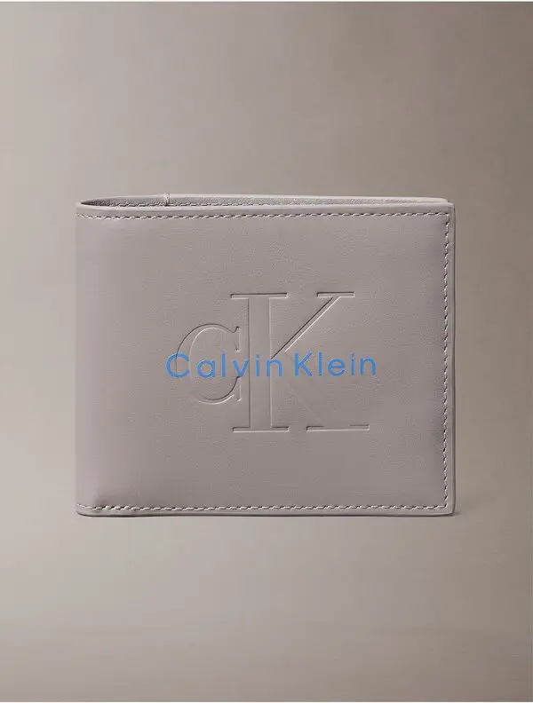 Calvin Klein Embossed Monologo Bifold Wallet - Cloudburst