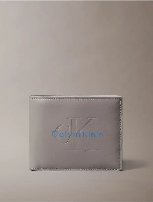 Calvin Klein Embossed Monologo Bifold Wallet With Coin Pouch - Cloudburst