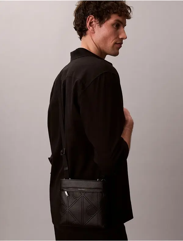 Calvin Klein Embossed Emblem Logo Crossbody Bag