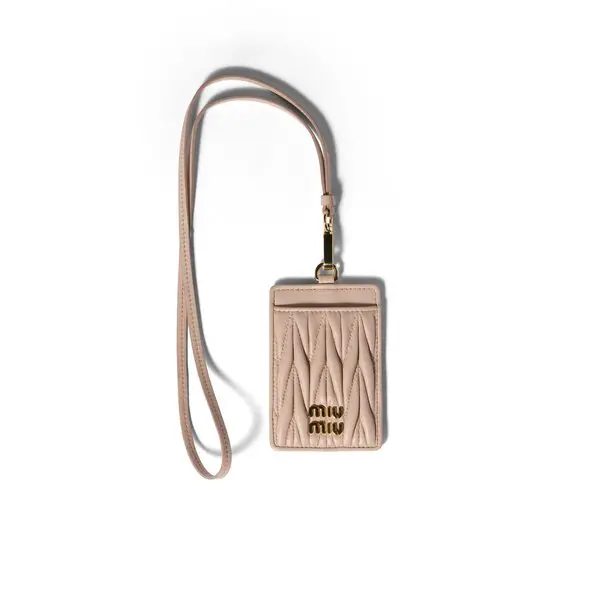 Miu Miu Matelassé Nappa Leather Badge Holder - Powder Pink