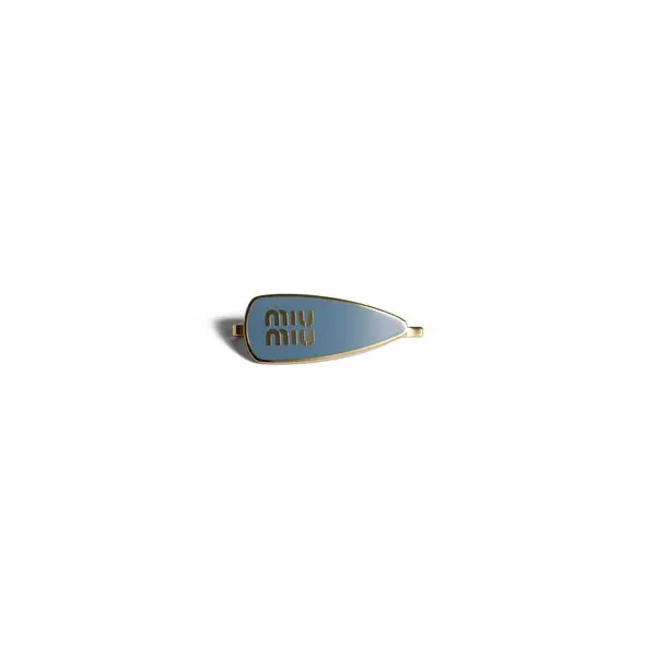 Miu Miu Enameled Metal Hair Clip - Light Blue