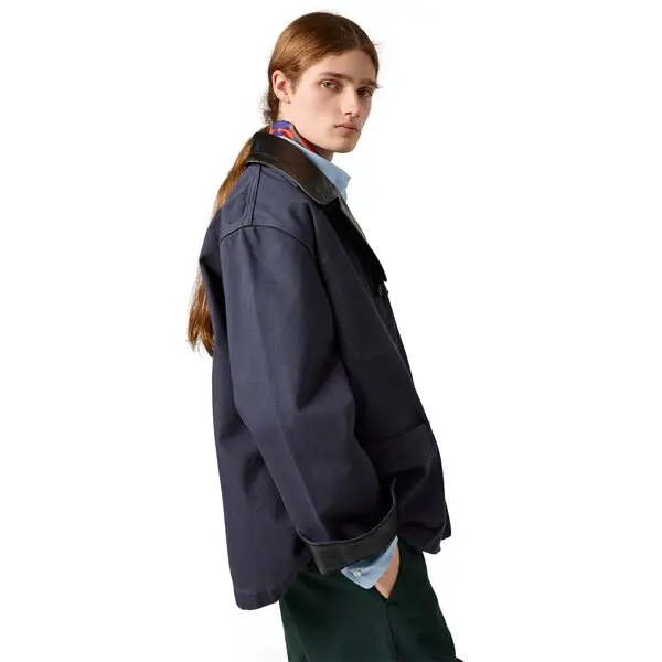 Miu Miu Single-breasted Gabardine And Leather Jacket - Hematite