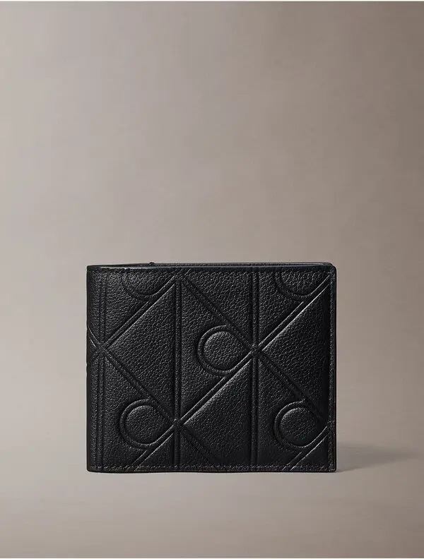 Calvin Klein Embossed Emblem Logo Bifold Wallet - Black