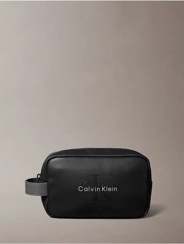 Calvin Klein Embossed Monologo Dopp Kit - Black