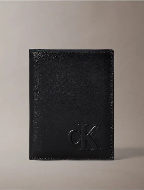 Calvin Klein Embossed Monogram Bifold Wallet With Coin Pouch - Black