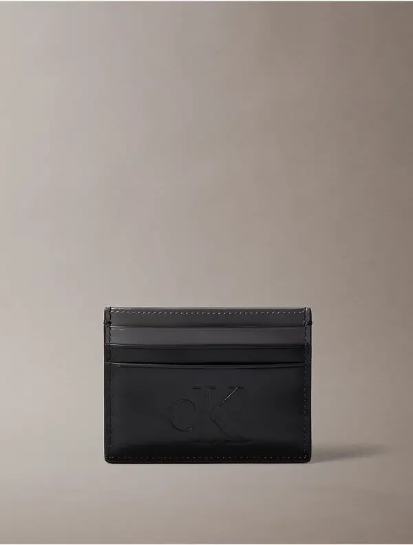 Calvin Klein Embossed Monologo Card Case - Black