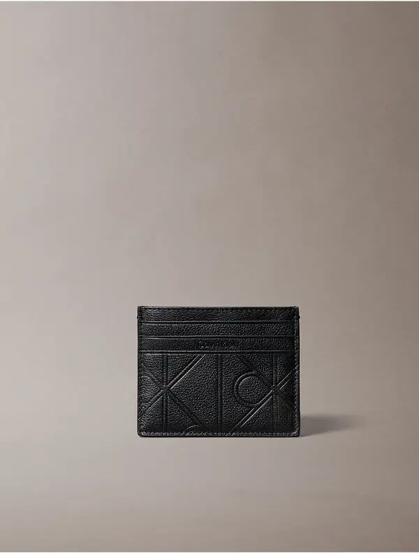 Calvin Klein Embossed Emblem Logo Card Case - Black