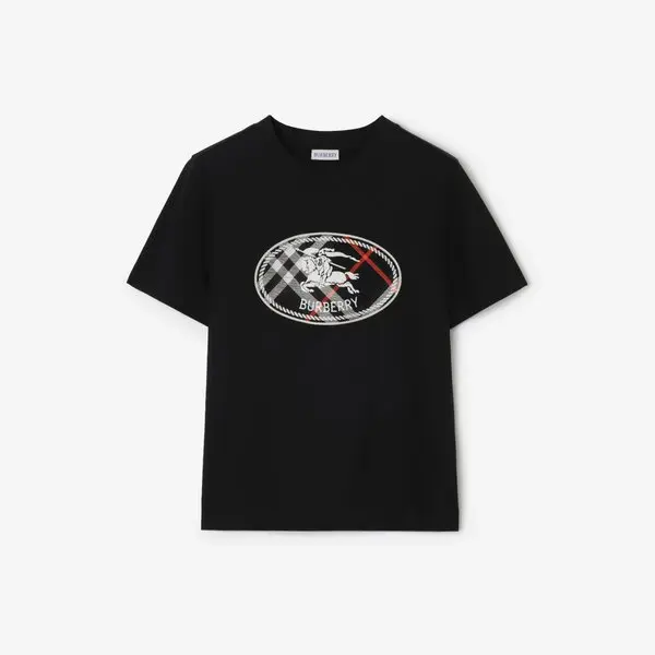 Burberry Knight Stamp Cotton T-shirt - Black