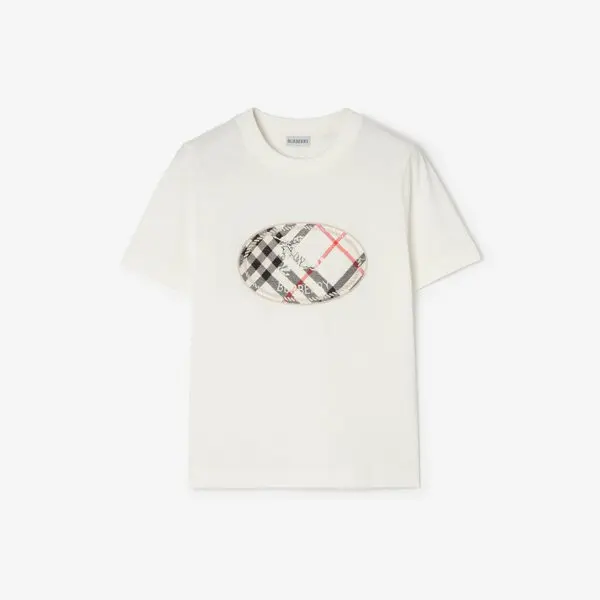 Burberry Check Knight Stamp Cotton T-shirt - Chalk White