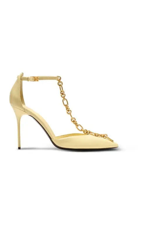 Balmain Patent Leather Stilettos With Chain Detail