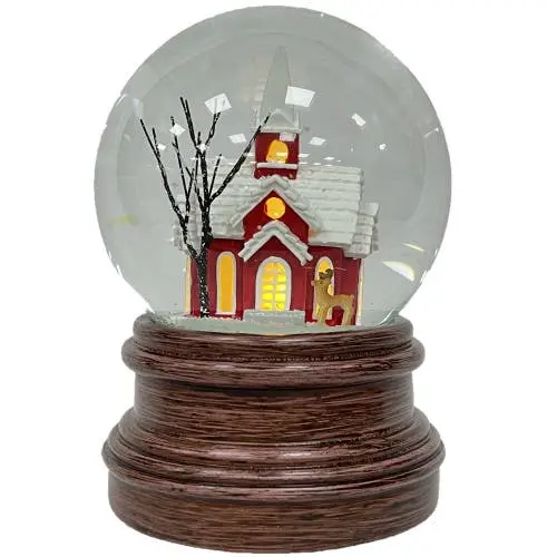 ASHFIELD & HARKNESS Sanctuary Church Decorative Snow Globe With Wind Up Music Box - Multicolored