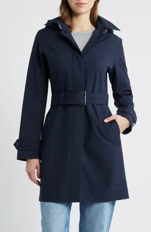 SAVE THE DUCK Jackie Water Repellent Trench Coat With Removable Hood - Blue Black