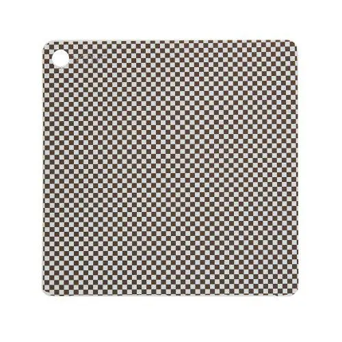 OYOY Placemat Checkerpack Of 2 - Dusty Blue/choko