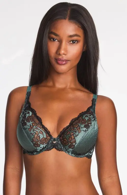 Wacoal Modern Affair Underwire Plunge Bra - Silver Pine/black