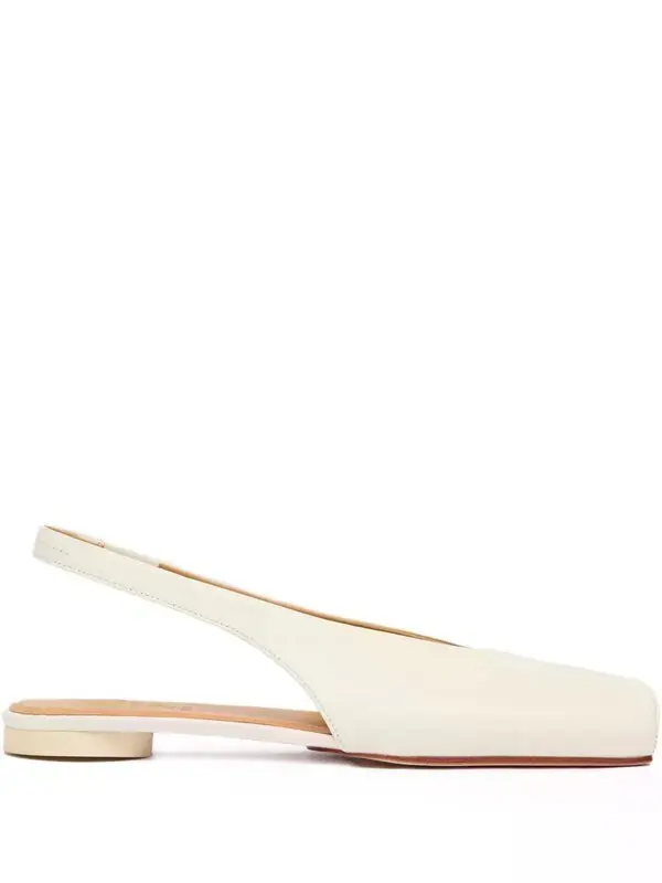 MAISON MARGIELA Square-toe Slingback Flat Pumps - White