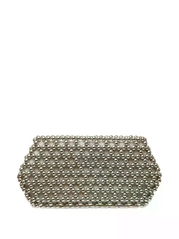 0711 TBILISI Lizzie Beaded Clutch Bag - Silver