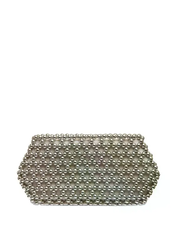 0711 TBILISI Lizzie Beaded Clutch Bag - Silver