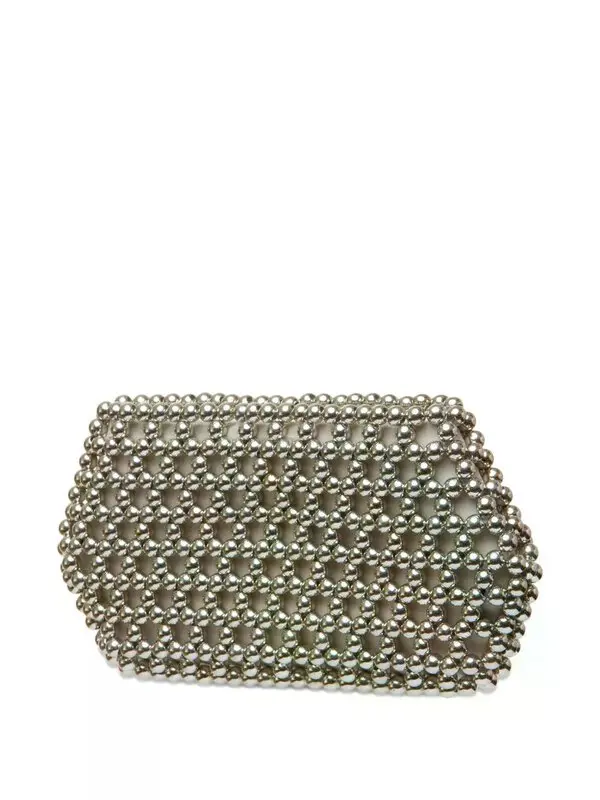 0711 TBILISI Lizzie Beaded Clutch Bag - Silver
