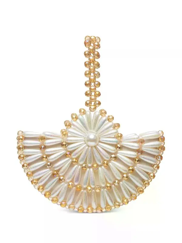 0711 TBILISI Small Beaded Clutch Bag - Neutrals