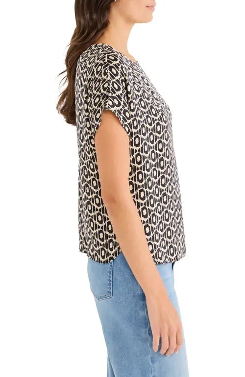 NIC+ZOE Lacy Diamonds Satin Woven Shirt