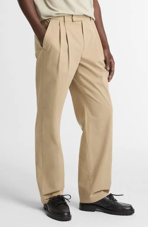 Vince Louie Pleated Stretch Cotton Pants - Teak