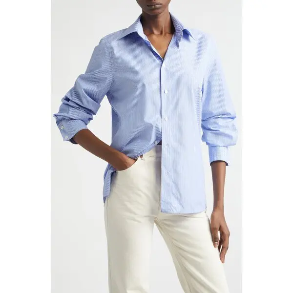 Saint Laurent Stripe Cotton Poplin Shirt