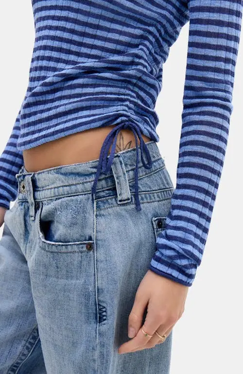BDG URBAN OUTFITTERS Striped Sheer Knit Top - Blue