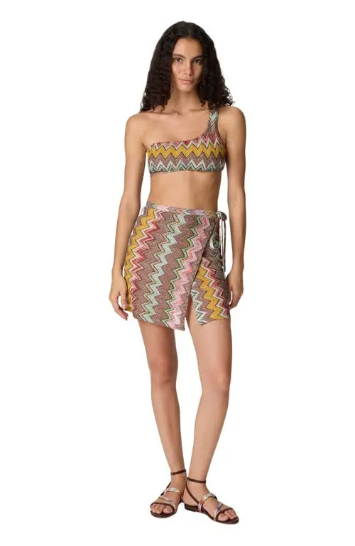 Missoni Mini Pareo Skirt With Macro Zigzag Pattern - Black & Multicoloured
