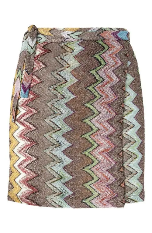 Missoni Mini Pareo Skirt With Macro Zigzag Pattern - Black & Multicoloured