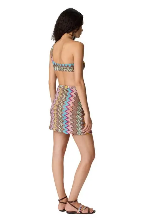 Missoni Mini Pareo Skirt With Macro Zigzag Pattern - Black & Multicoloured