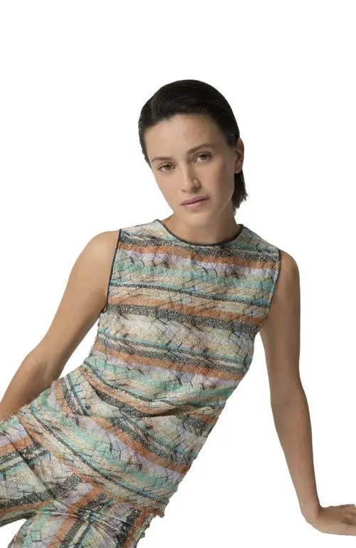Missoni Sleeveless Top In Viscose Lamé Blend With Multi-technique Knit - Multicoloured