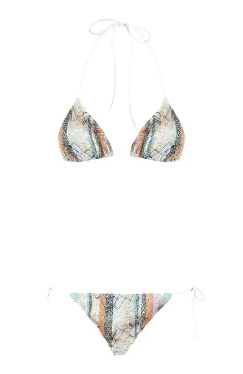 Missoni Bikini In Viscose Lamé Blend With Multi-technique Knit - Multicoloured