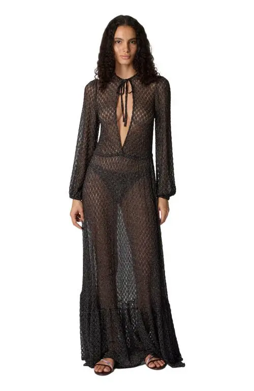 Missoni Long Cover-up Dress With Spiderweb Motif - Brown