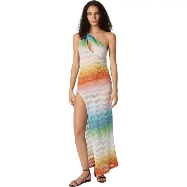 Missoni Asymmetric Cover-up Dress In Shaded Lamé Viscose - Multicoloured
