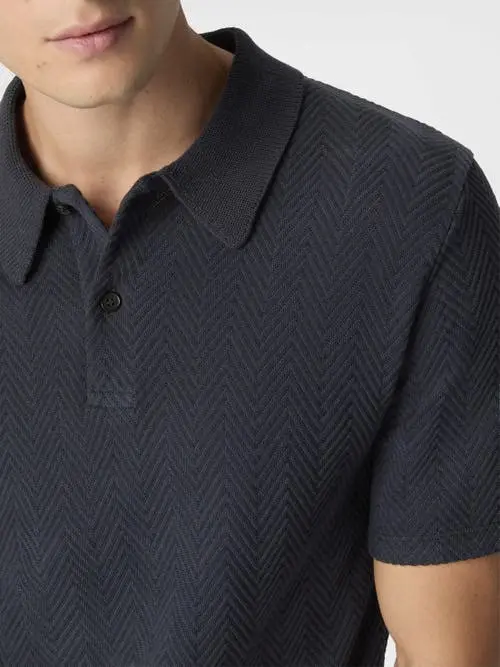 Missoni Cotton And Viscose Polo Shirt With Tone-on-tone Zigzag Motif - Blue