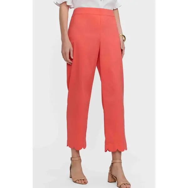Foxcroft Elaine Scallop Hem Crop Pants - Georgia Peach Orange