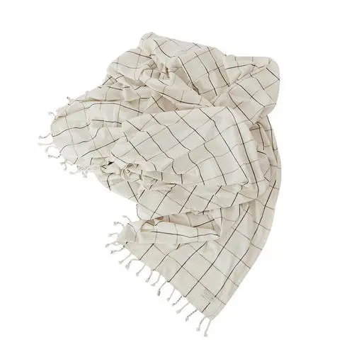 OYOY Grid Bed Cover - Offwhite/anthracite