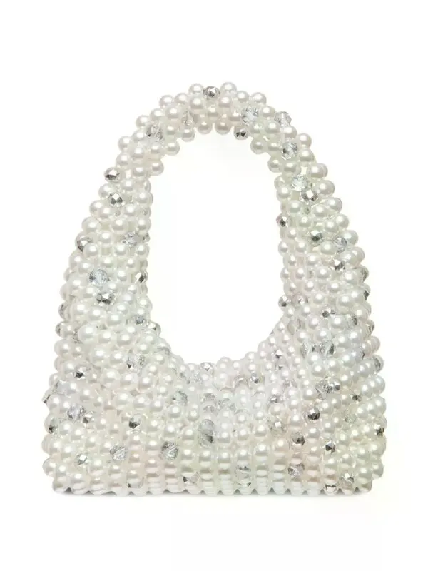 0711 TBILISI Medium Jodie Beaded Clutch Bag - White