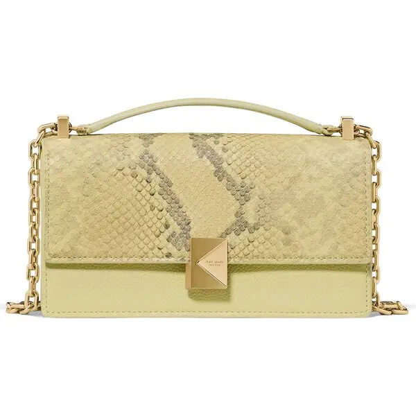 Kate Spade New York Deco Mixed Media Convertible Leather Crossbody Bag - Pale Citron