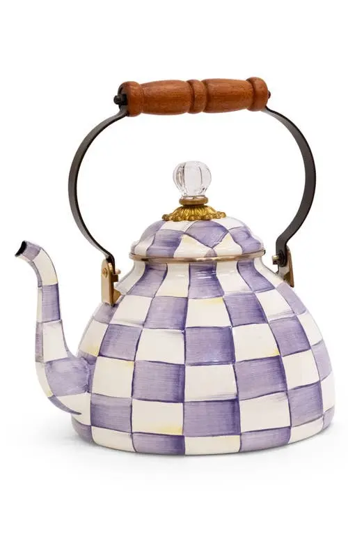 MACKENZIE-CHILDS Check Enameled Steel 3-quart Tea Kettle - Violet