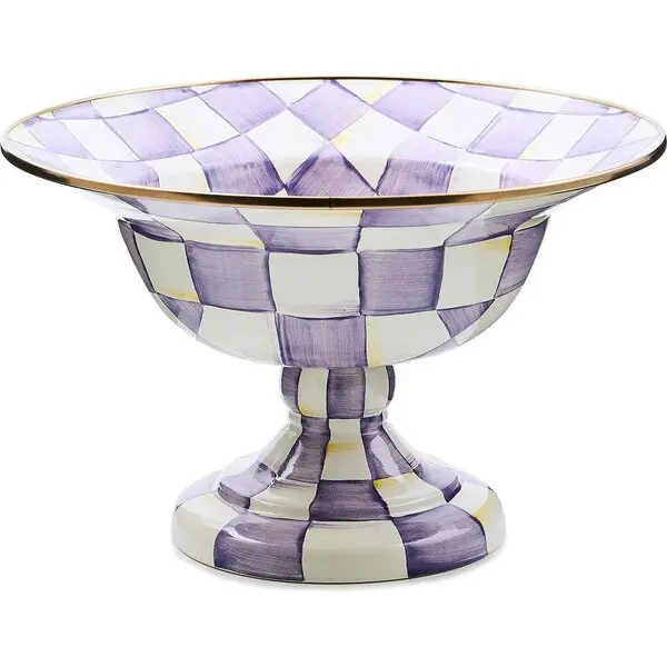 MACKENZIE-CHILDS Check Large Compote Bowl - Violet