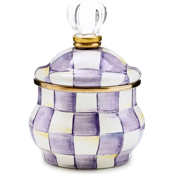 MACKENZIE-CHILDS Check Lidded Sugar Bowl - Violet