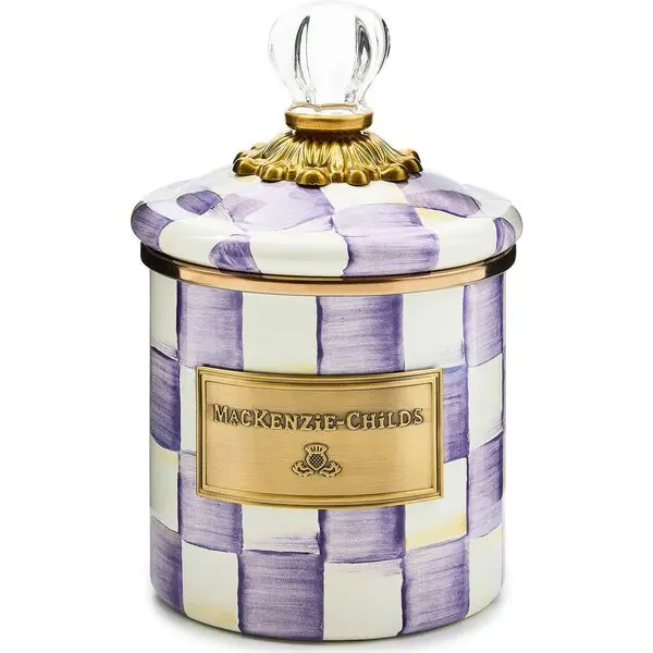 MACKENZIE-CHILDS Check Demi Enameled Steel Canister - Violet