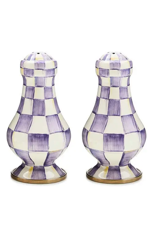 MACKENZIE-CHILDS Check Enamel Large Salt & Pepper Shaker Set - Violet