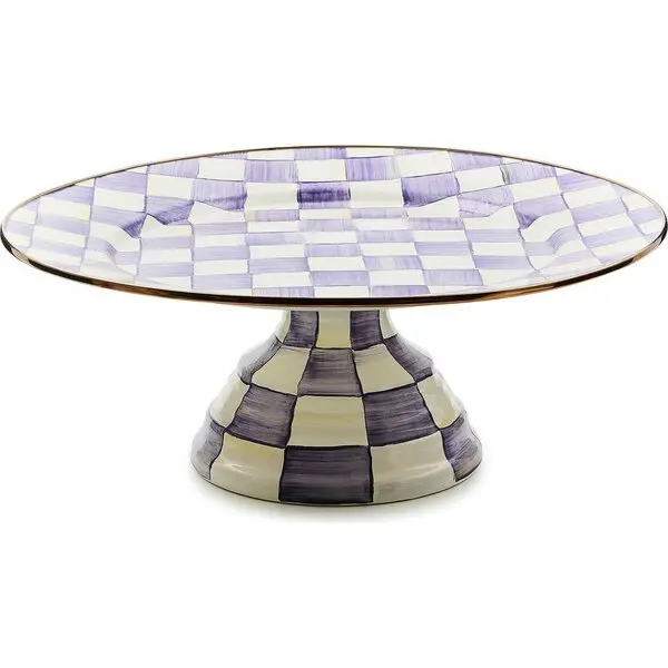 MACKENZIE-CHILDS Check Pedestal Platter - Violet