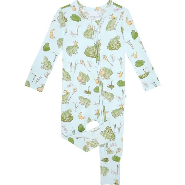 POSH PEANUT Printed Convertible Zip-up Footie - Light/pastel Green