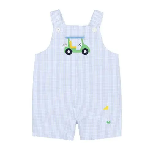 FLORENCE EISEMAN Check Seersucker Shortall With Appliqu - Blue/white