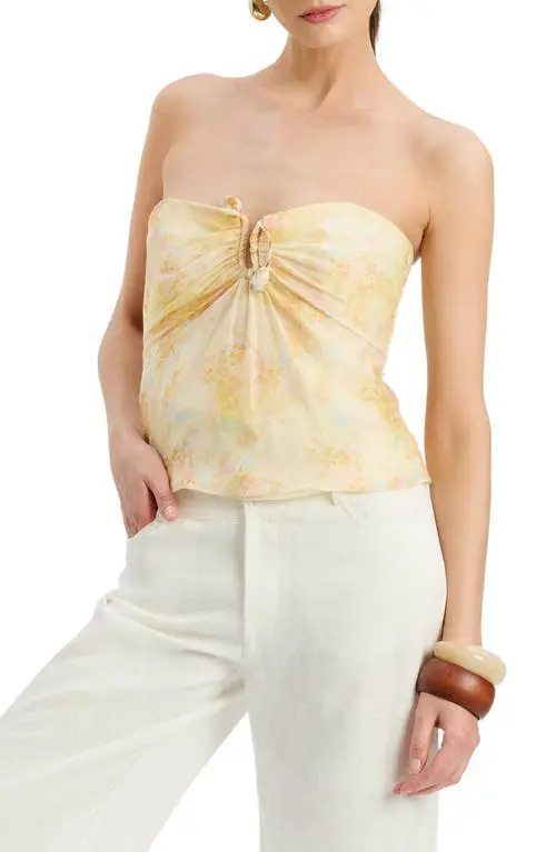 Bardot Serafina Floral Linen Strapless Top