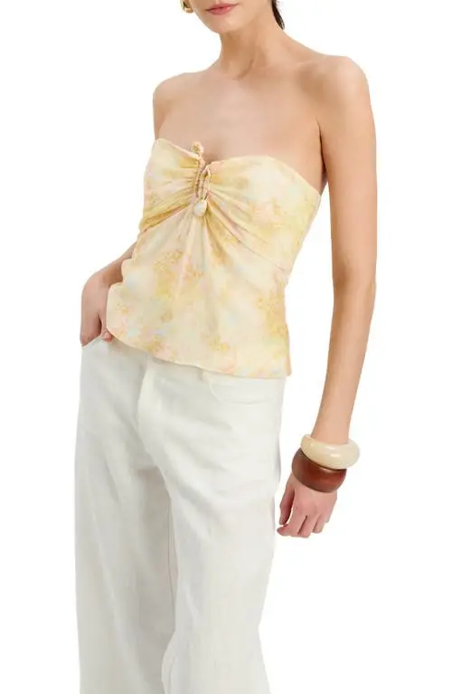 Bardot Serafina Floral Linen Strapless Top
