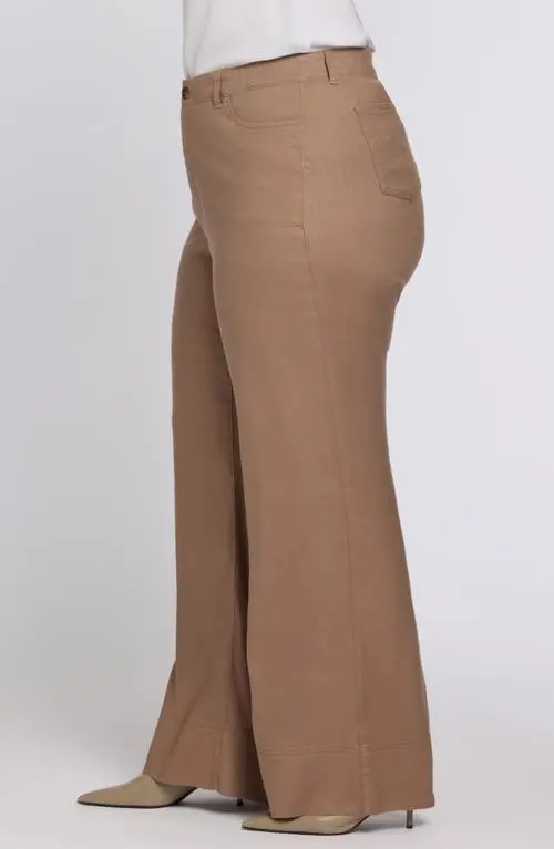 NYDJ Linen Blend Wide Leg Trousers - Toasted Coconut